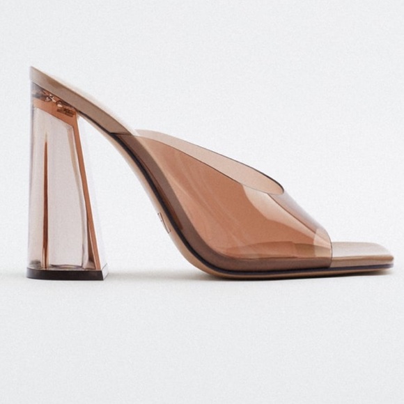 Zara | Shoes | Zara Clear Vinyl Sandals Methacrylate Heel 222 Designer ...